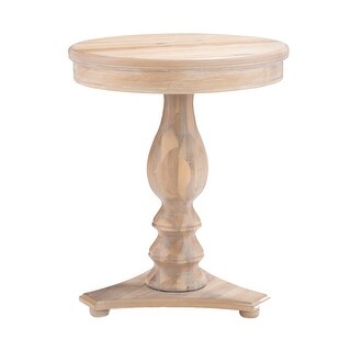 24 Inches Round Side Table with Pedestal Base, Natural Brown - Bed Bath ...