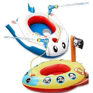 2 Pack Kids Pool Float with Water Gun,Inflatable Ride-on Airplane ...