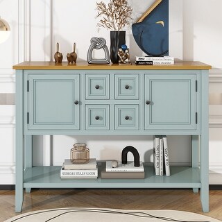 Storage Console Table With Four Small Drawers and Bottom Shelf - Bed ...