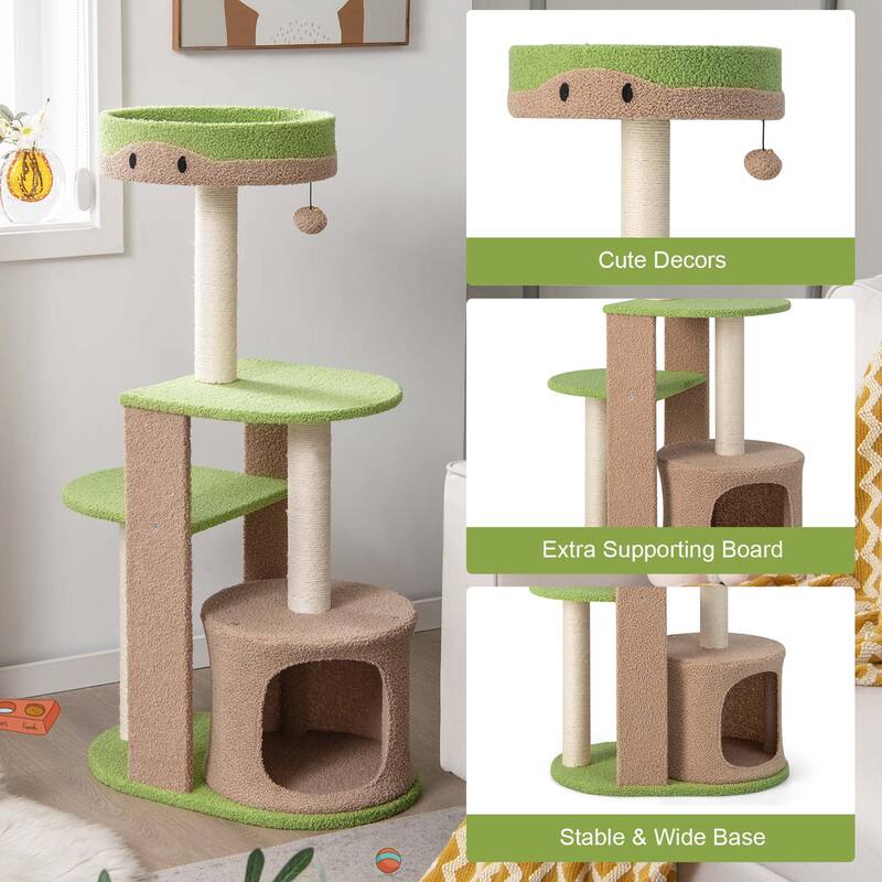 5Tier Cat Tree Tower 44'' Cat Climbing Stand Perch w/ Scratching Posts ...