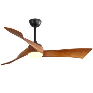 52 Inch Ceiling Fan With Dimmable 3 Color Led Light 3 Solid Wood Blades ...