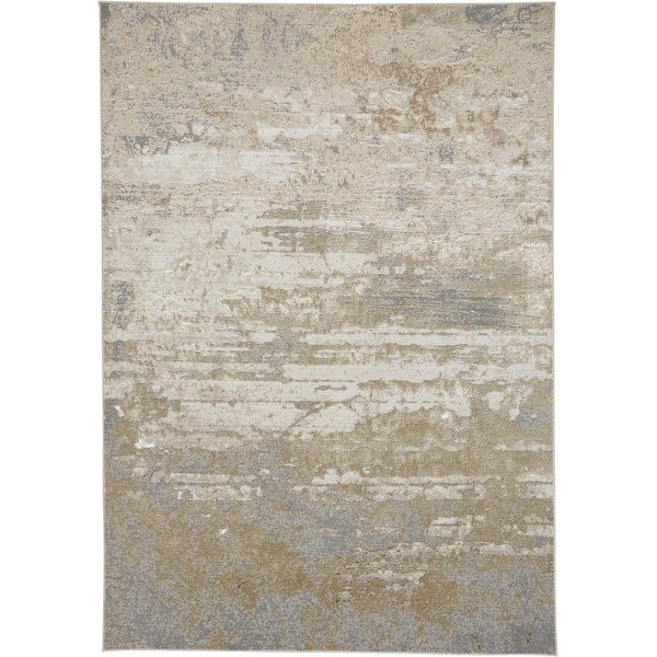 Abstract Watercolor Gray/Gold Modern Glam Area Rug - On Sale - Bed Bath ...
