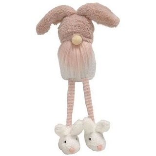 Pink Sparkle Gnome Plush with Bunny Feet for Easter Decor - 20” H x 4 ...