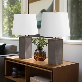 Sagebrook Home Modern Set Of 2 Resin 24" Table Lamp, Gray/Gold ...