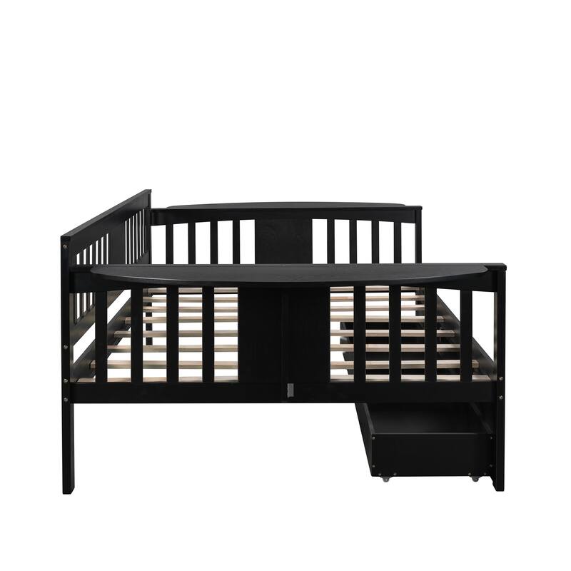 Multi-functional Full Size Daybed, Two Drawers, Folding Side Table ...