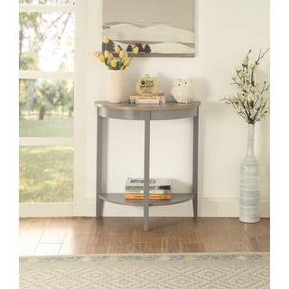 Davis Grey Oak and Grey Half Moon Console Table with Bottom Shelf - Bed ...