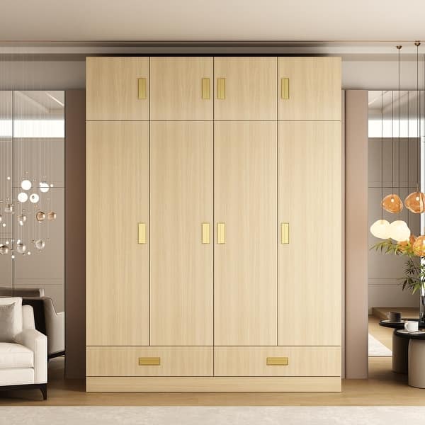 Large Wardrobe w/Optional Top Cabinet Bedroom Accent Closet Cabinet ...