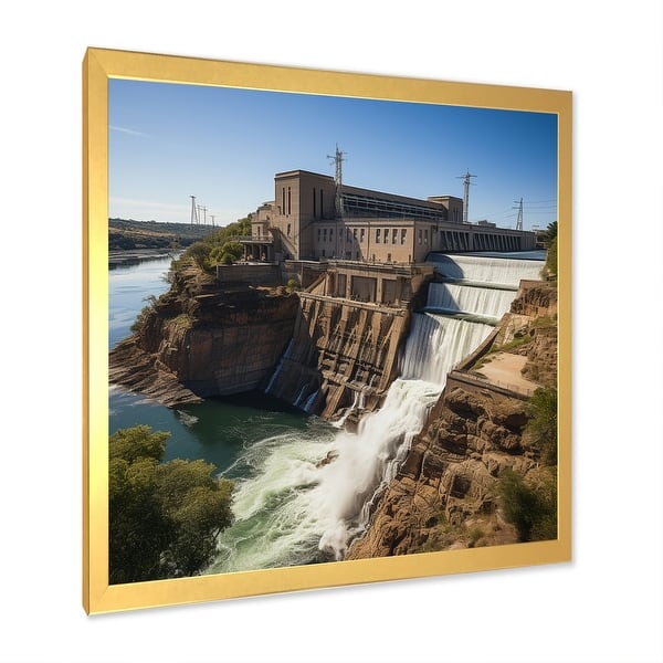 Designart "Garrison Dam North Dakota II" Dams Framed Canvas Wall Art ...