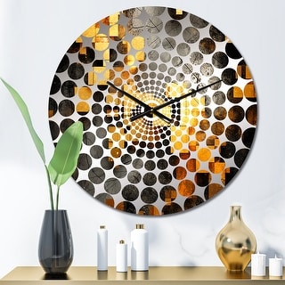 Designart "Gold and Black Cubist Visions V" Gold Cubism Clocks Modern ...