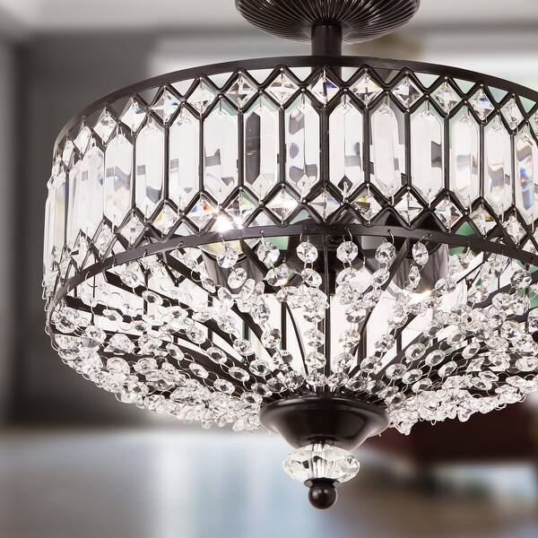 Silver Orchid Furey Bronze/Gold Tiered Glass Semi-flush Lighting ...