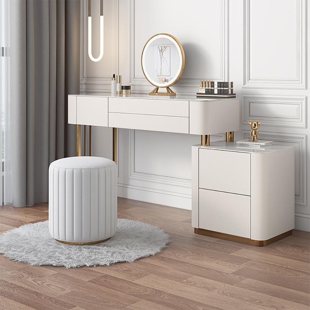 JASIWAY Modern Makeup Vanity Dressing Table with Drawers,White - On ...