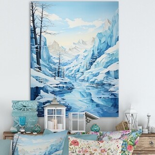 Designart "Glacier Ice Blue Winter" Glacier Canvas Prints - Bed Bath ...