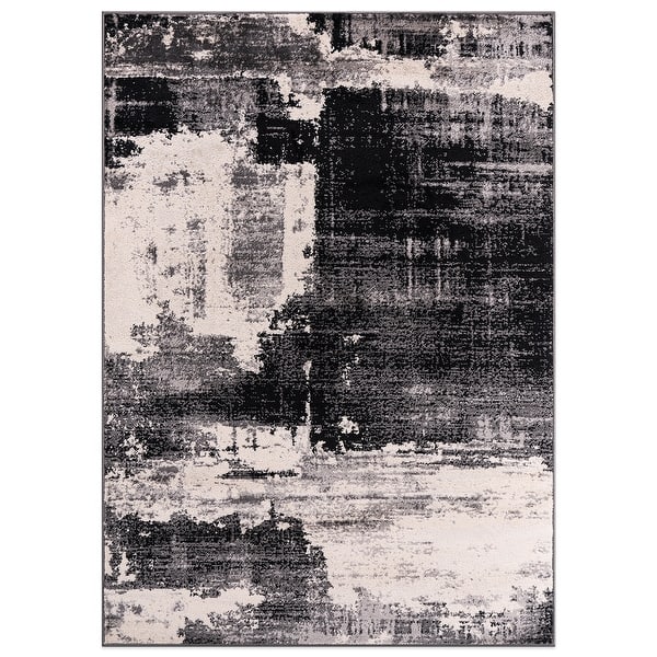 World Rug Gallery Modern Abstract Design Black Area Rug - Bed Bath ...