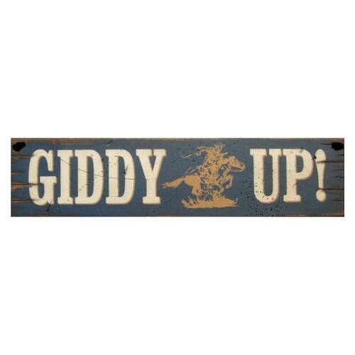 Cowboy Signs Wood Wall Hanging Western Rustic Giddy Up Navy White - Bed ...