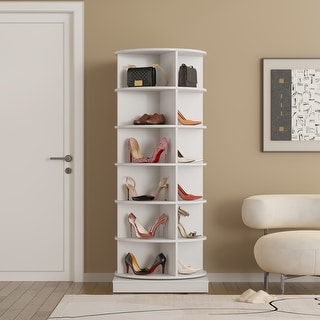 6 Layers 360-Degree Rotating Shoe Rack - Stores 24 Pairs with Modern ...