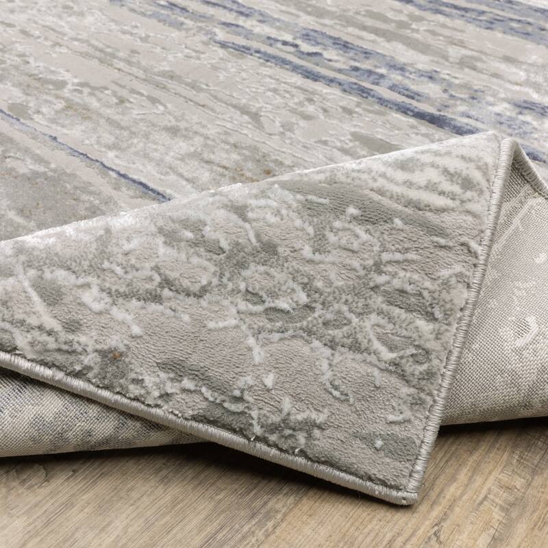 HomeRoots 3' X 5' Blue Ivory Grey Light Blue And Brown Abstract Power ...