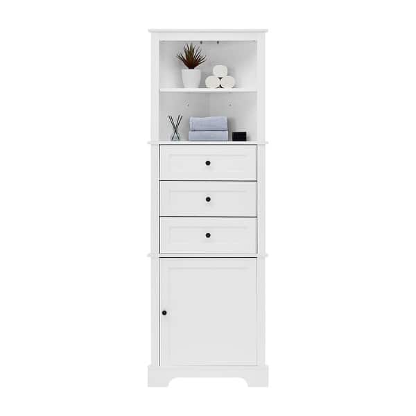 Bathroom Corner Storage Cabinet Triangle Tall Cabinet with Drawers and ...