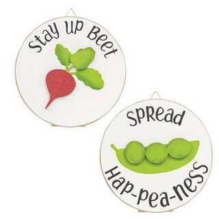 Spread Hap-pea-ness Mini Round Easel Sign 2 Asstd. - H- 4.00 in. W- 0. ...