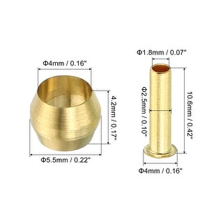50pcs Compression Sleeves Ferrules Ferrule Fitting - Brass Tone - Bed ...