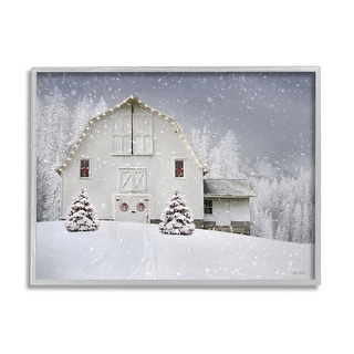 Stupell White Winter Snowfield Barn Cozy Christmas Scenery Framed Wall ...