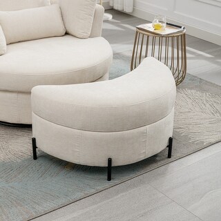 Upholstered Half Crescent Moon Storage Bench Large Ottoman With Tray ...