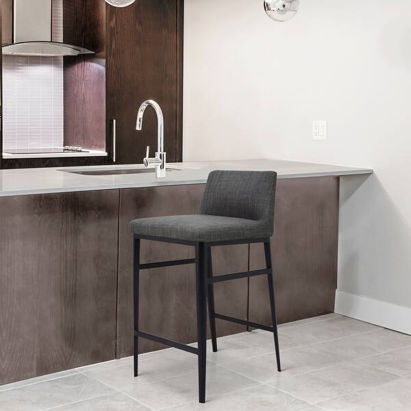 Macari Byron Low-Back Modern Upholstered Counter Stool - Bed Bath ...