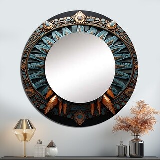 Designart "Emerald And Black Native Warrior Mask" Native American Art ...