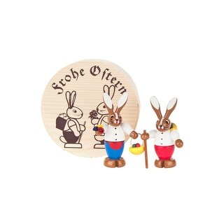 3.25" White Brown Red Chip Box Rabbit Couple Dregeno Easter Ornament ...