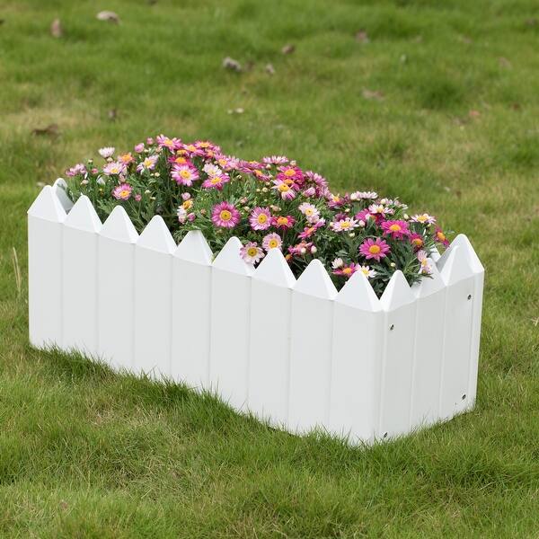 Rectangular Traditional Fence Design Vinyl Planter Box - Bed Bath ...