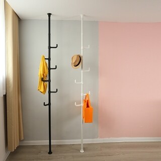 6-Hook Cloak Rack Hat Stand, Freestanding Hall Tree w/Height Adjustable ...