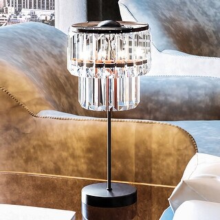 Luxury Glam Table Lamp, 8''W x 8''D x 18''H, with European Elements ...
