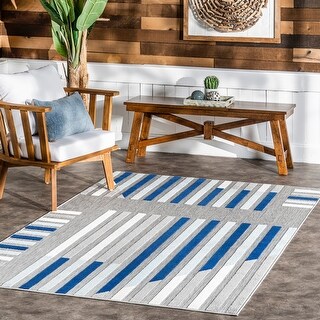 Brooklyn Rug Co Brinn Geometric Striped Indoor/Outdoor Area Rug. - Bed ...