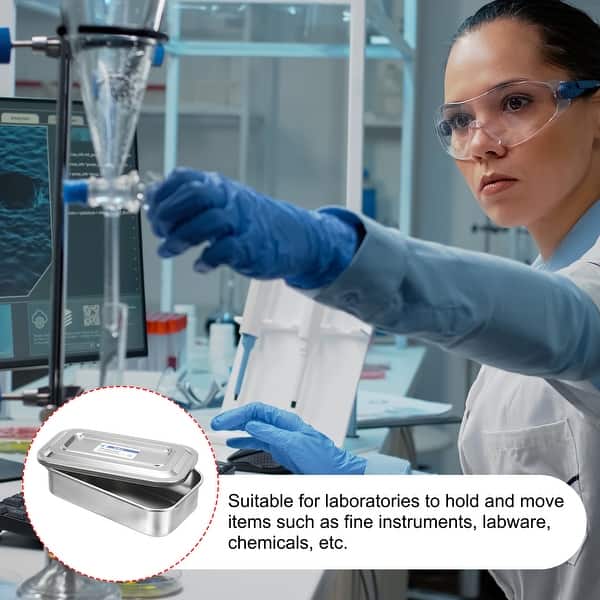 Stainless Steel Tray with Lid, 21x12cm Rectangular Lab Instrument ...