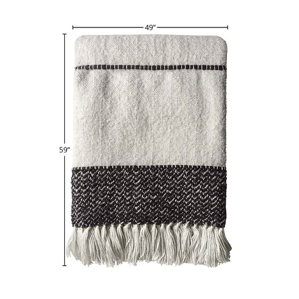 Lizzy Handwoven Wool Blend 49-inch x 59-inch Throw Blanket, Off-White ...