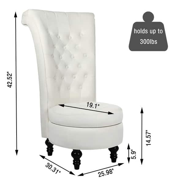 Royal Velvet High Back Armless Chair w/Storage for Dressing Room - Bed ...