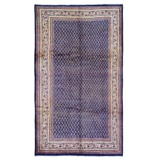 Hand Knotted Blue Fine Oriental with Wool Oriental Rug (6'1" x 11'4 ...