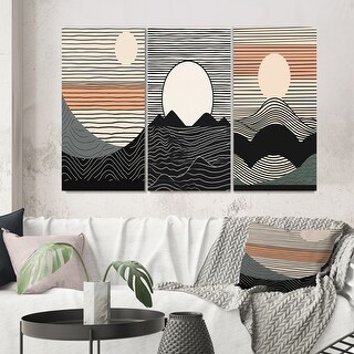 Designart "Simple Horizon III" Abstract Shapes Wall Art Set Of 3 ...