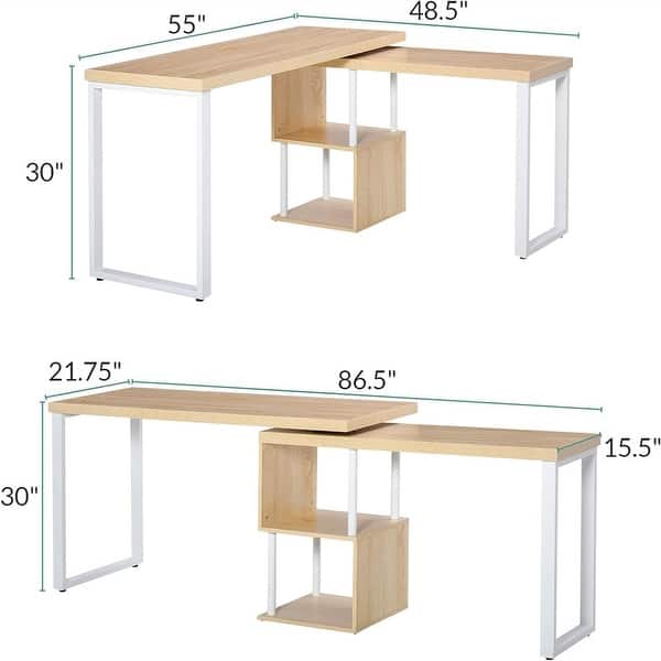 L Shaped Table with Storage Shelves - Bed Bath & Beyond - 39975272