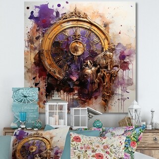 Designart "Purple And Yellow Timeless Collage II" Classics Purple Wall ...