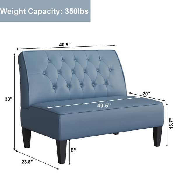Settee Loveseat Bench, Modern Cushioned Linen Armless Sofa Upholstered ...