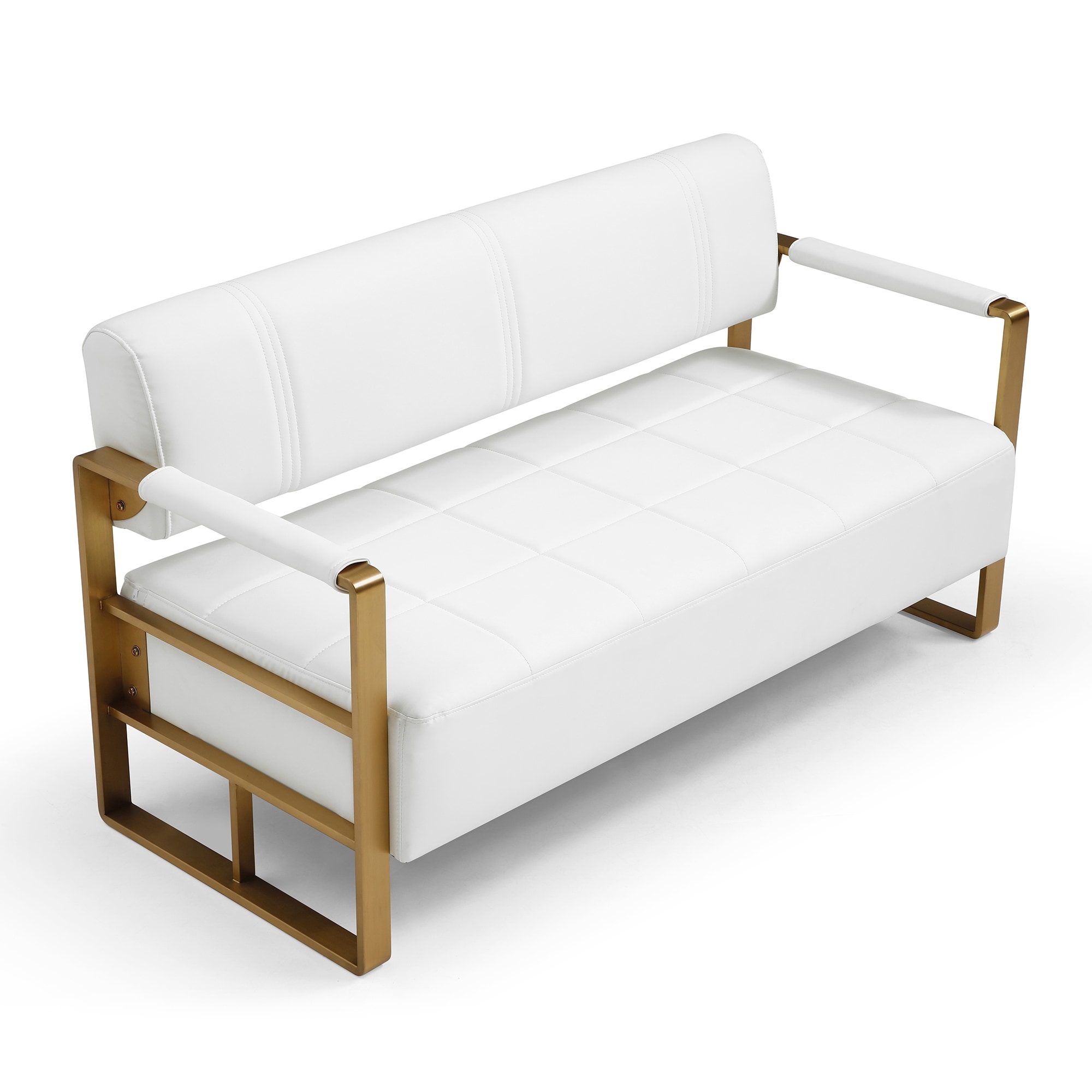 White faux leather loveseat store