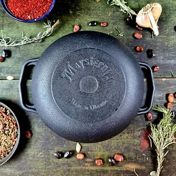 Cast Iron Brazier Pot Pan with Glass Lid - Bed Bath & Beyond - 38460940