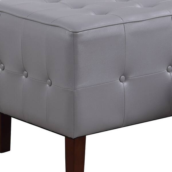 Set of Two Brown Faux Leather Tufted Stackable Ottomans - Bed Bath ...