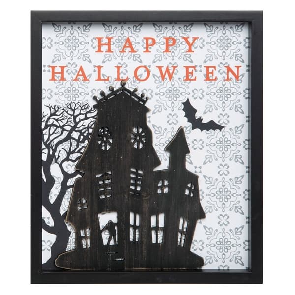 14" Spooky House Ornate Happy Halloween Wall Sign - Bed Bath & Beyond ...