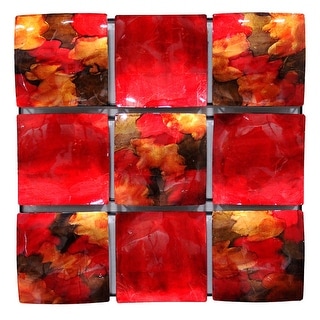 9-Panel Square Metal Wall Decor - Metal, Lacquered In Copper, Red And ...