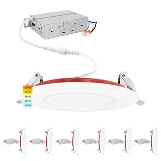 Luxrite 6-Pack 4 Inch Ultra Thin LED Fire Rated Recessed Lights, 5CCT ...