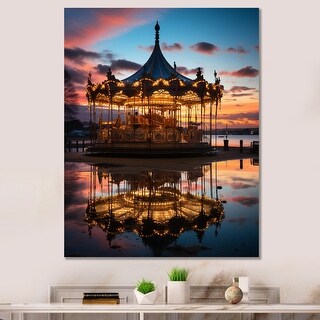 Designart "Carousel Carousel At Twilight" Carousel Wall Decor - Bed ...