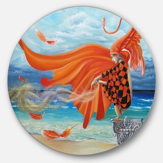 Designart 'Wind Blows All' Abstract Digital Art Round Metal Wall Art ...