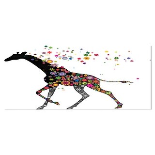 Designart 'Cheerful Giraffe Running' Animal Digital Art Metal Wall Art ...