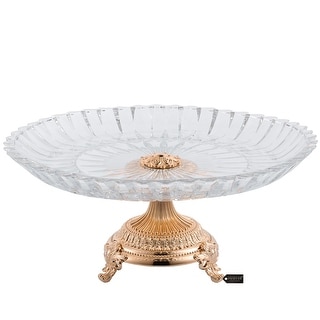 Matashi Crystal Cake Plate Centerpiece Decorative Dish, Round Serving ...